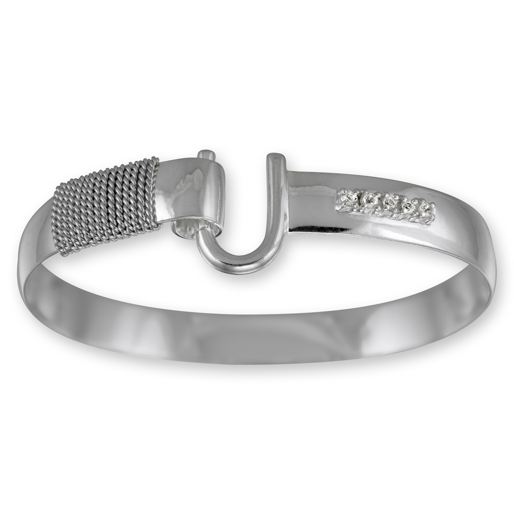 S8T0285 Caribbean White Topaz Hook Bracelet - Sterling S...