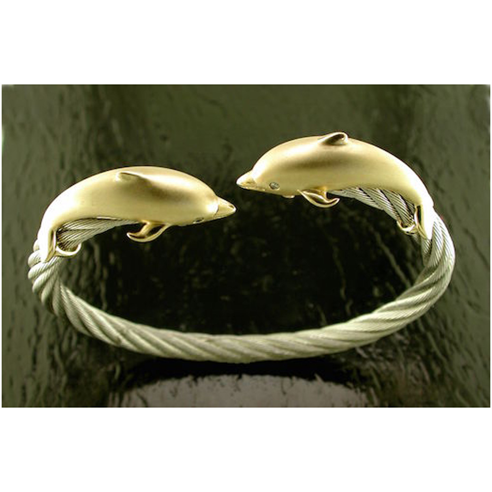 SD-FB050D Dolphin Bracelet - 14K Gold 7.25 Inch