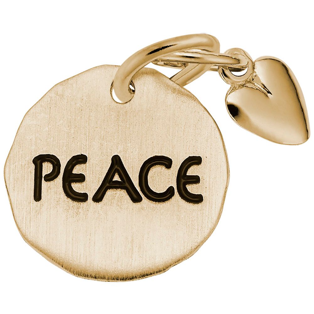 10-8445-gp Peace Tag With Heart Charm - Gold Plated - 10...