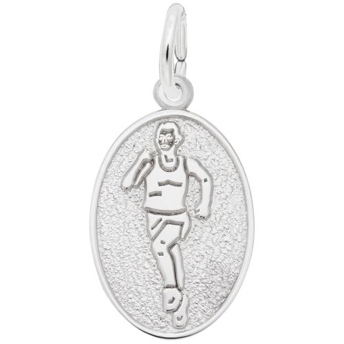 10-2420-ss Female Marathon Runner Running Charm Silver