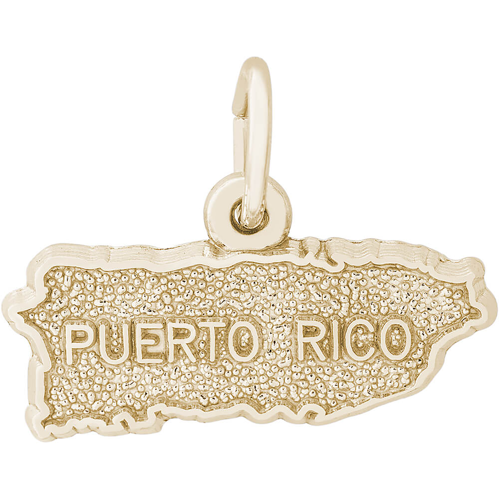 10-3643-gp Puerto Rico Map Charm Gold Plated - 10-3643