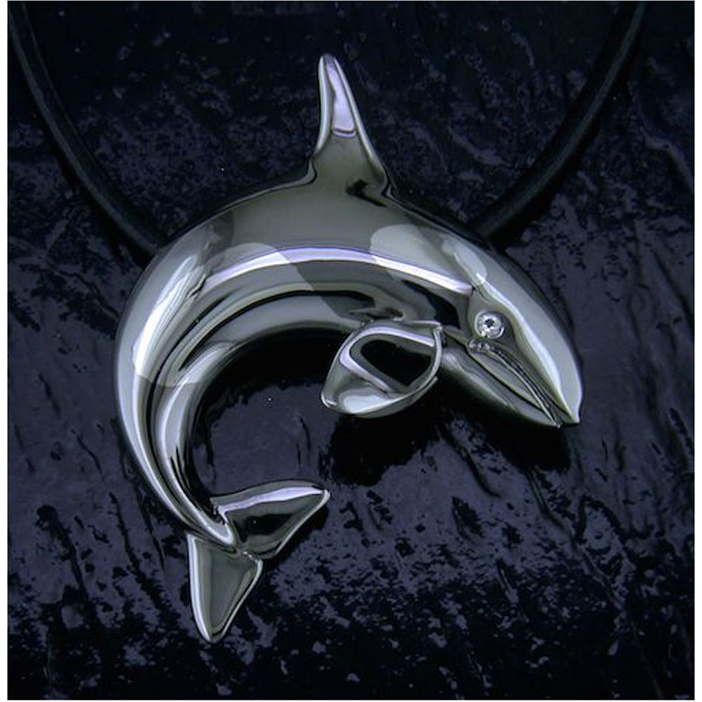 SD-SGN032-18 Rolling Orca Necklace - Sterling Silver and...