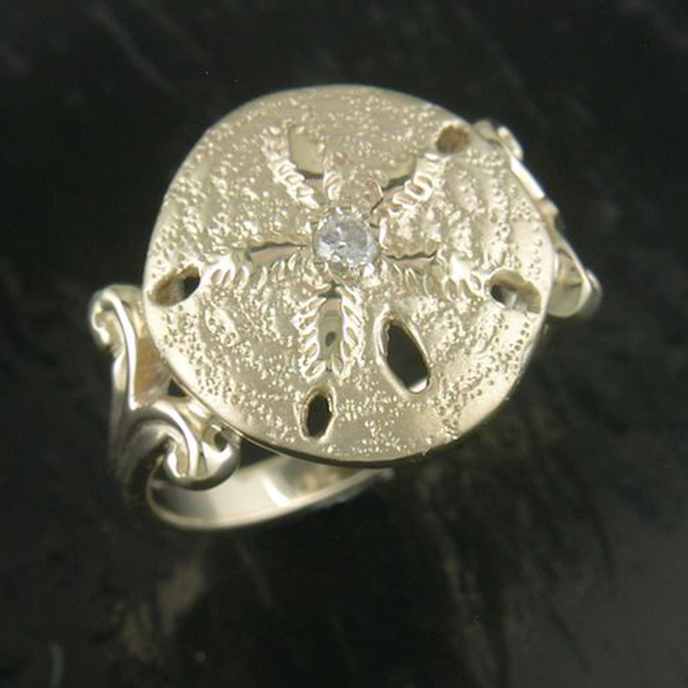 SD-SLR350 Sand Dollar Ring with Diamond - 14K Gold