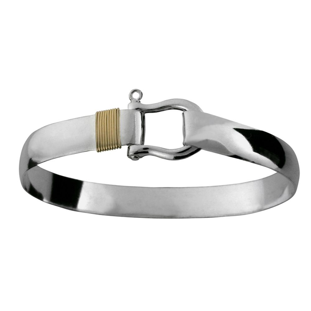 Shackle Hook Bracelet Sterling Silver 14K Gold 8mm 8.5 inch