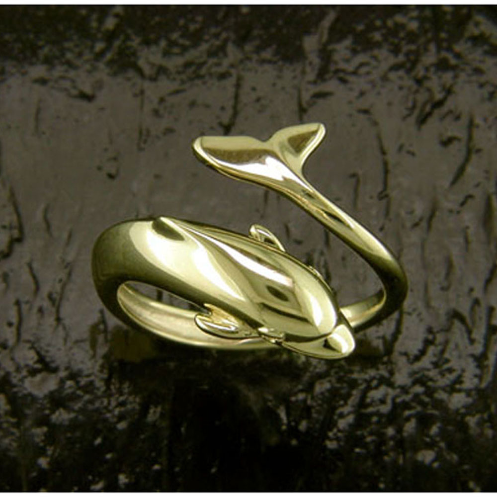 SD-F009 Wrap Around Style Baby Size Dolphin Ring - 14K G...