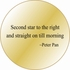 Solid Brass Pocket Compass: Peter Pan Second Star Quote