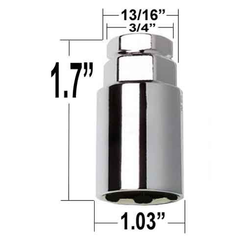 5 Spline Lug nut key, Wheel lock key Small 5-Splined (Female) Excalibur ...