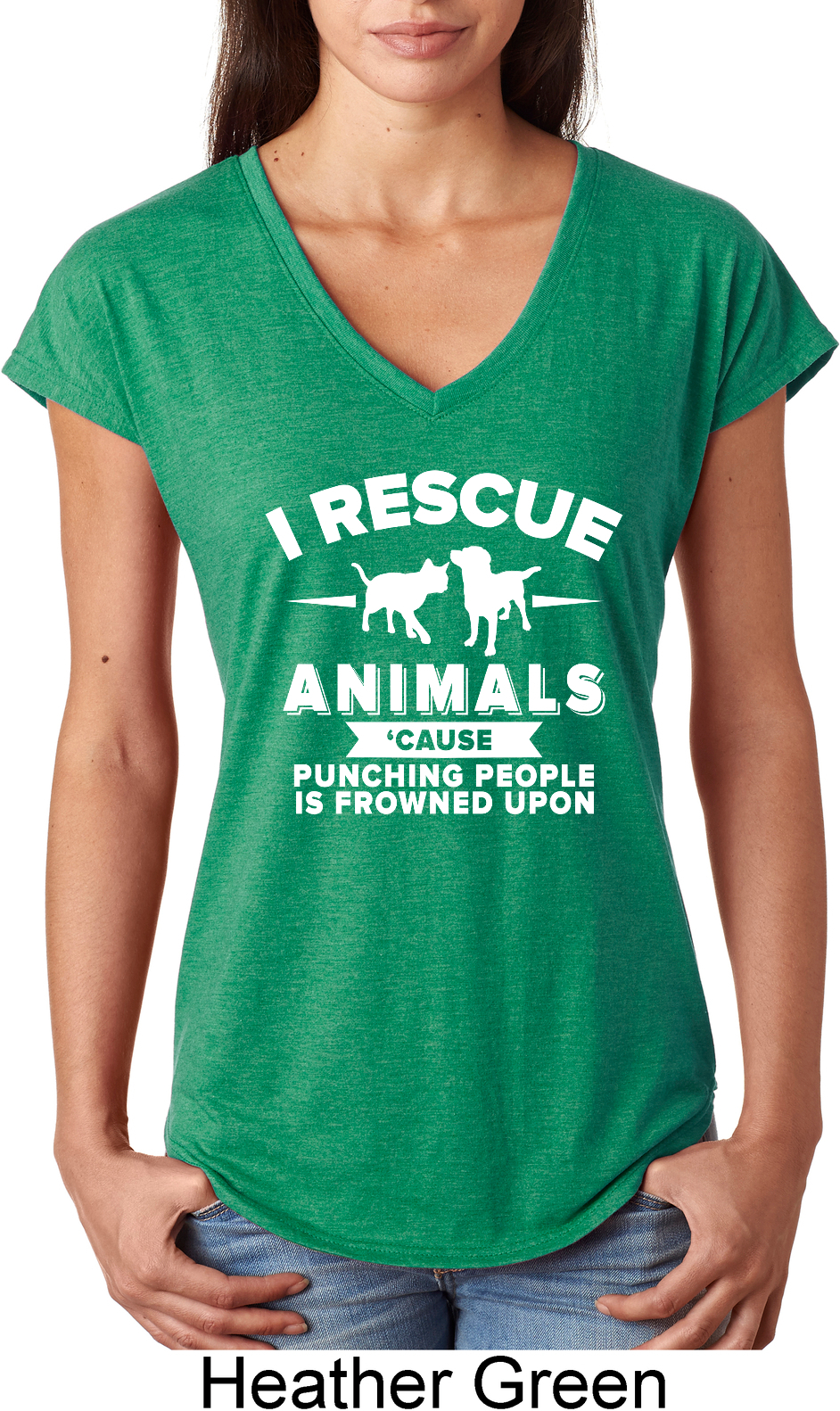 Animal Rescue Ladies Tri Blend V-Neck Shirt - Animal Rescue Ladies Shirts