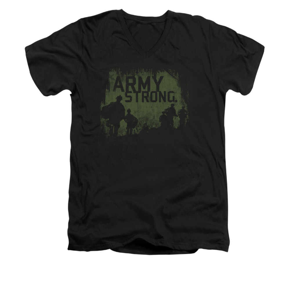 Army Shirt Slim Fit V-Neck Distressed Army Strong Black T-Shirt - Army ...