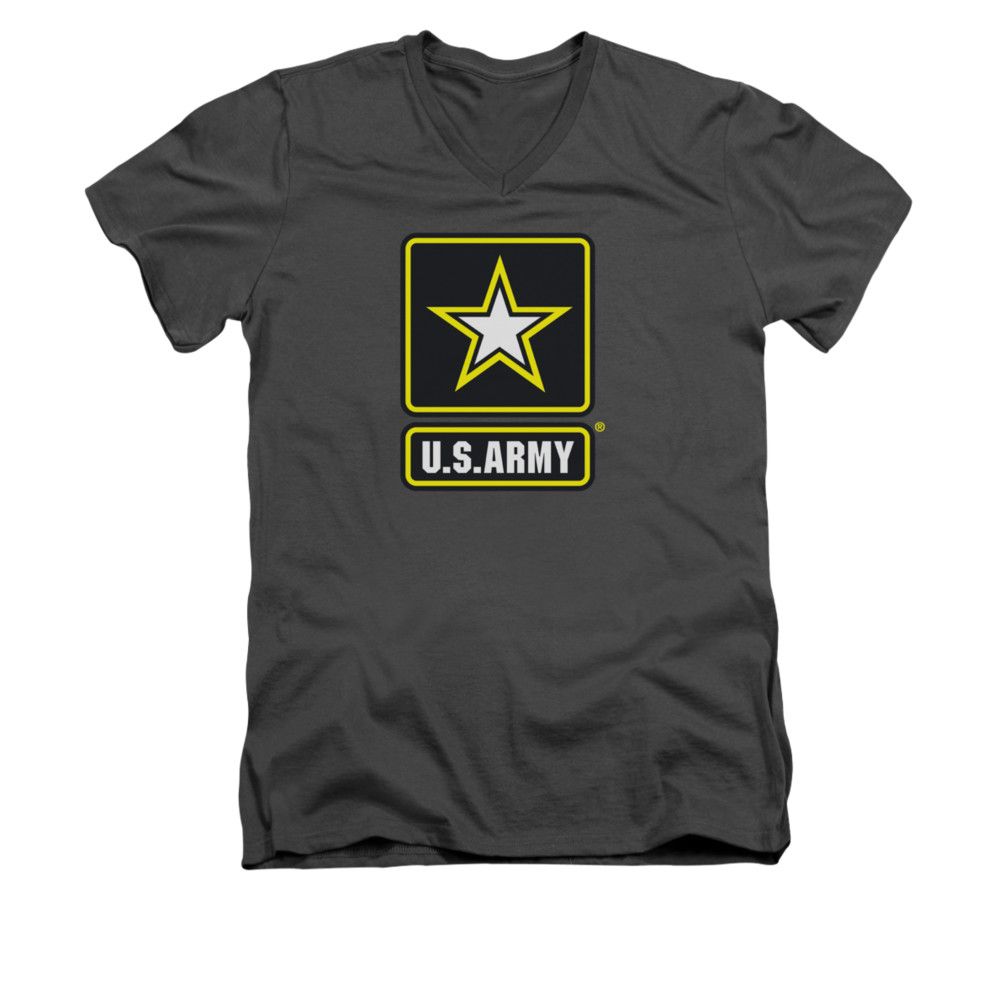 Army Shirt Slim Fit V-Neck Logo Charcoal T-Shirt - Army Logo Shirts