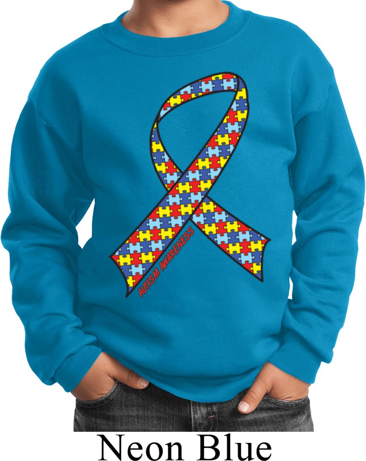 Autism Awareness Ribbon Kids Sweatshirt - Autism Awareness Ribbon Kids ...
