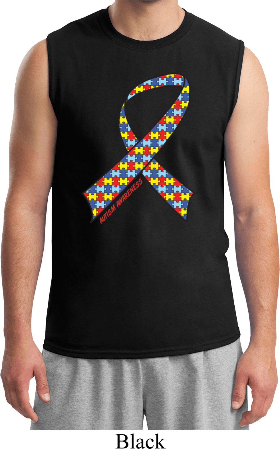 Autism Awareness Ribbon Mens Muscle Shirt - Autism Awareness Ribbon ...