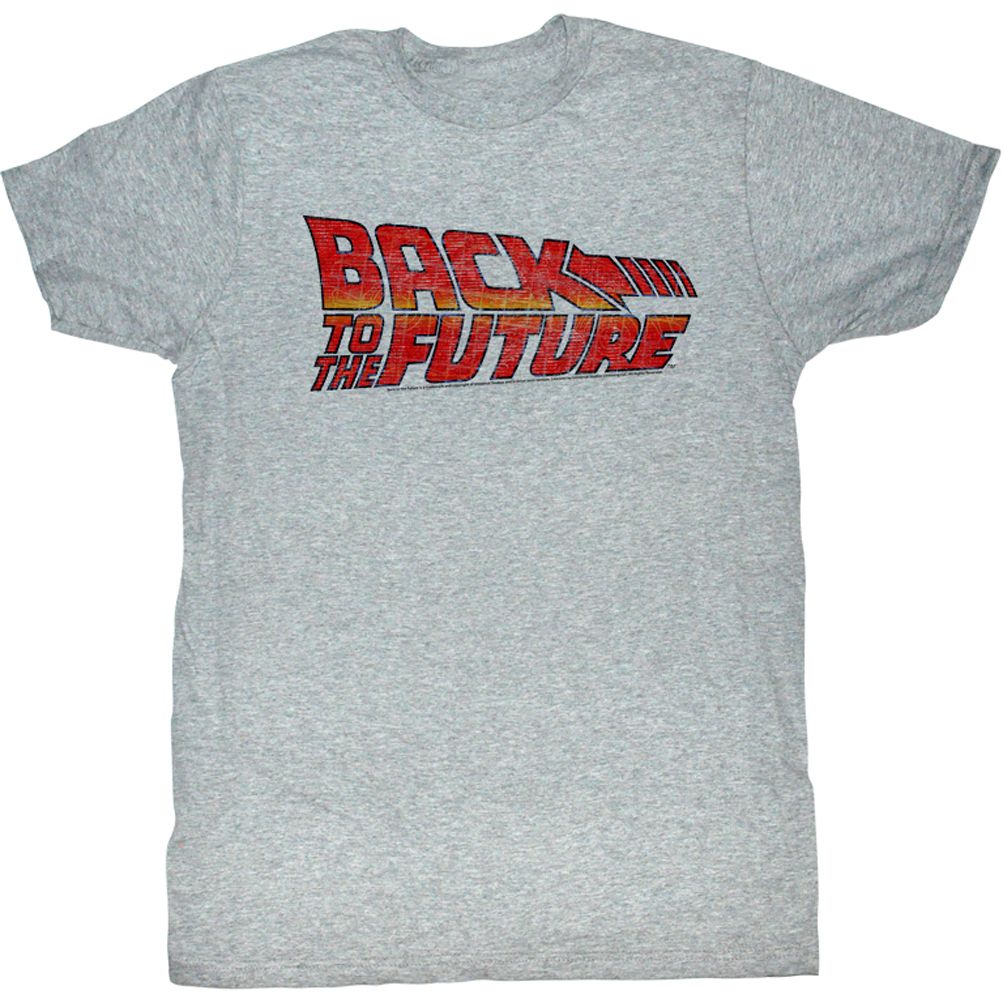 Back To The Future Shirt Movie Logo Adult Grey Heather Tee T-Shirt ...