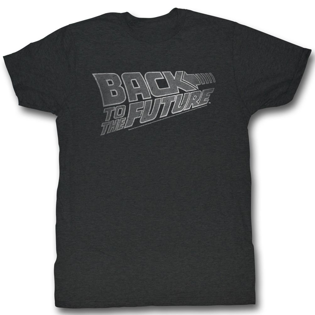 Back To The Future Shirt Logo Charcoal T-Shirt - Back To The Future Shirts