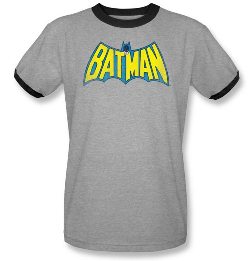 Batman Ringer T-Shirt - Classic Batman Logo Adult Gray/Black Tee ...