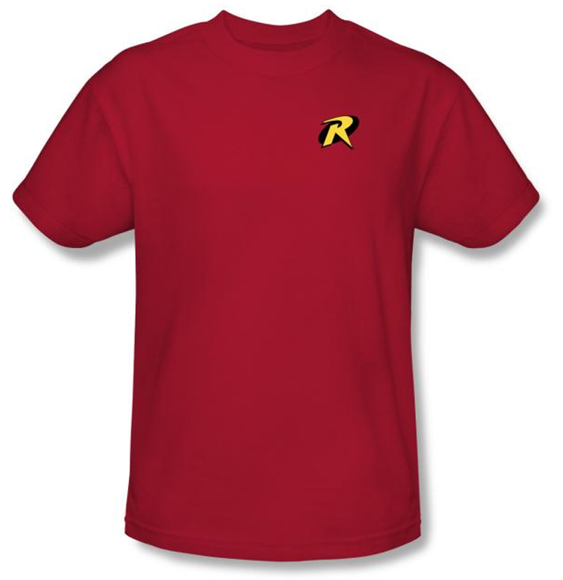 Batman T-Shirt - Robin Logo Adult Red Tee - Batman T-shirts