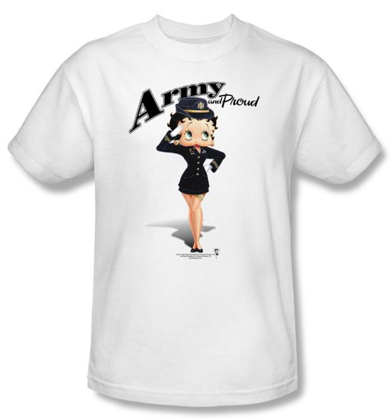 Betty Boop T-shirt Army Boop Adult White Tee - Betty Boop Shirts