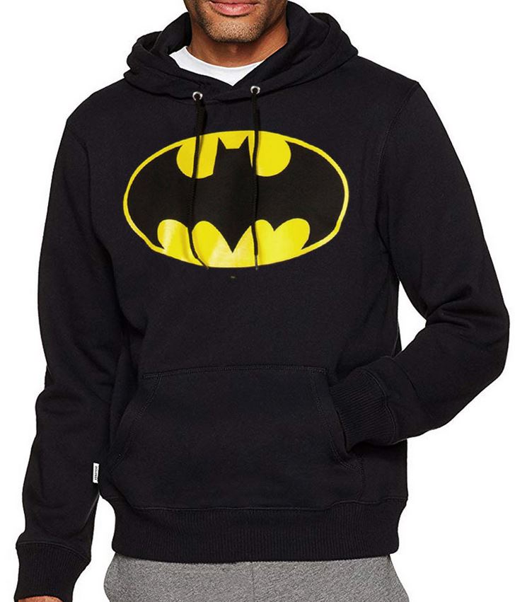 Mens BATMAN LOGO Hoodie Sweatshirt - Black - Mens Clearance - XL