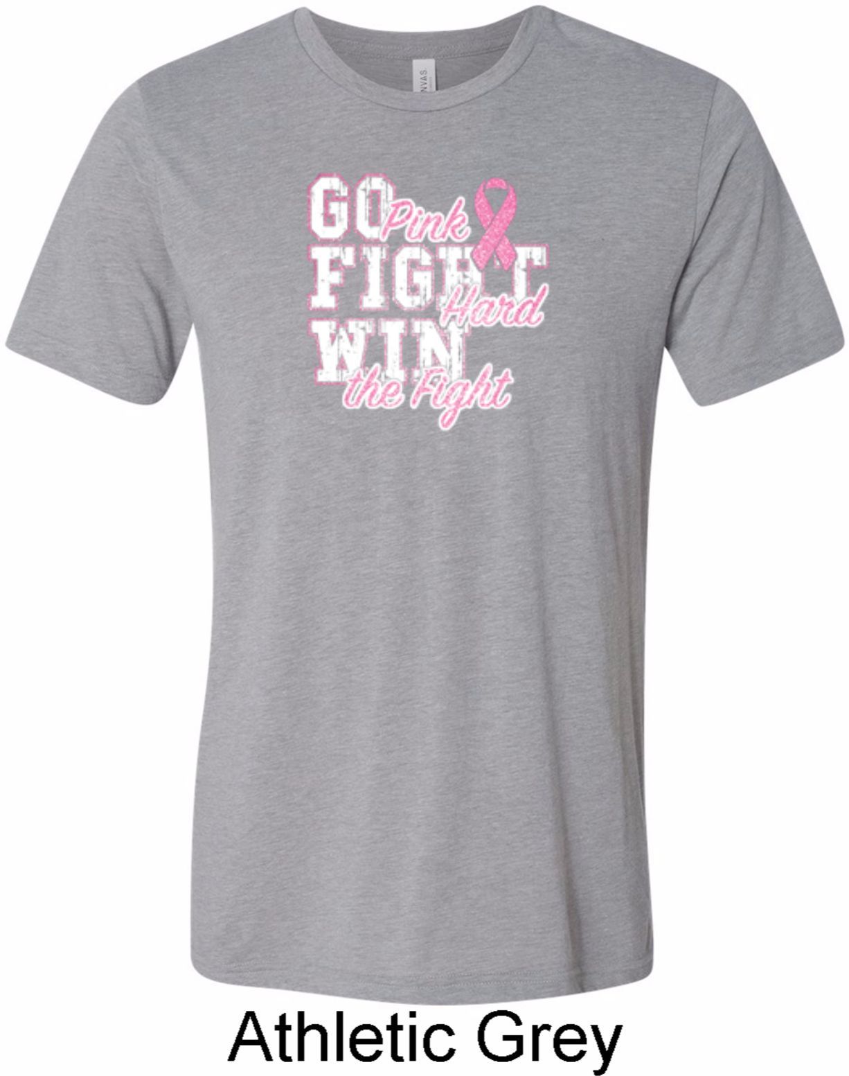 Breast Cancer Awareness Go Fight Win Mens Tri Blend Crewneck Shirt - Go ...