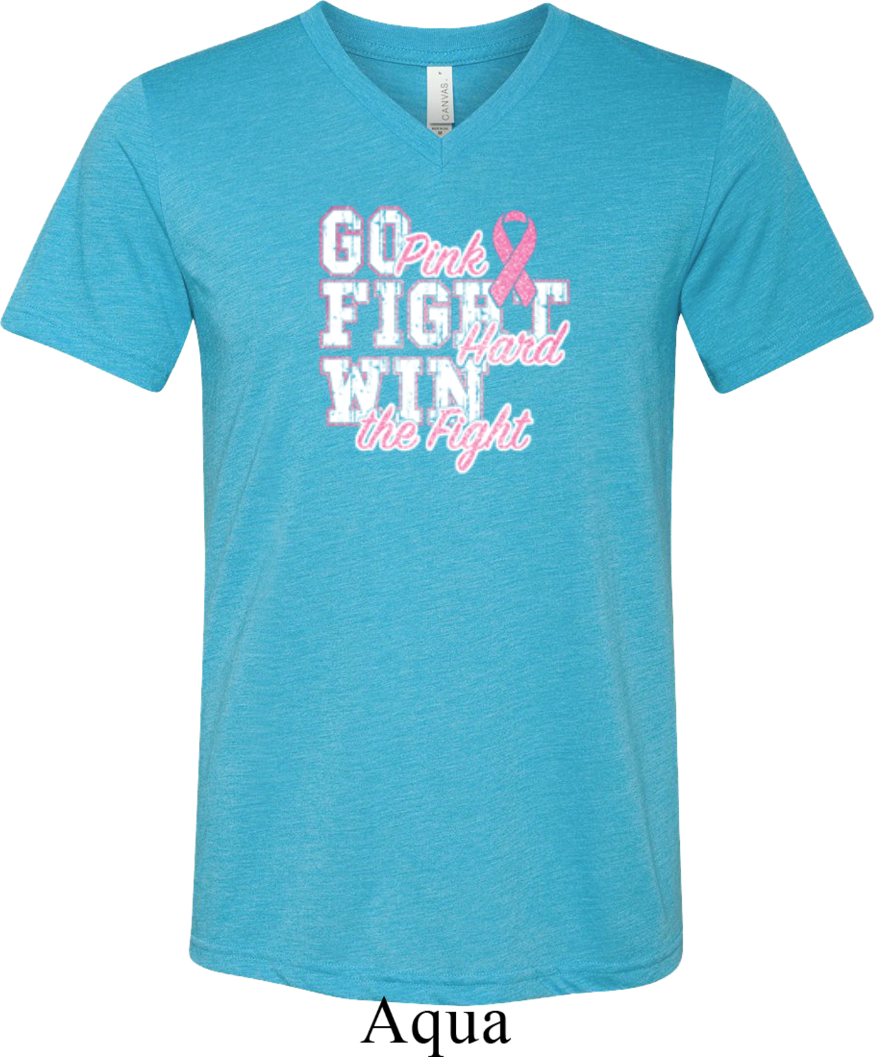 Breast Cancer Awareness Go Fight Win Mens Tri Blend V-neck Shirt - Go ...
