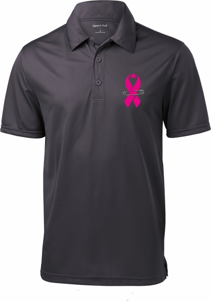 Breast Cancer Pink Ribbon Pin Pocket Print Mens Textured Polo Shirt ...