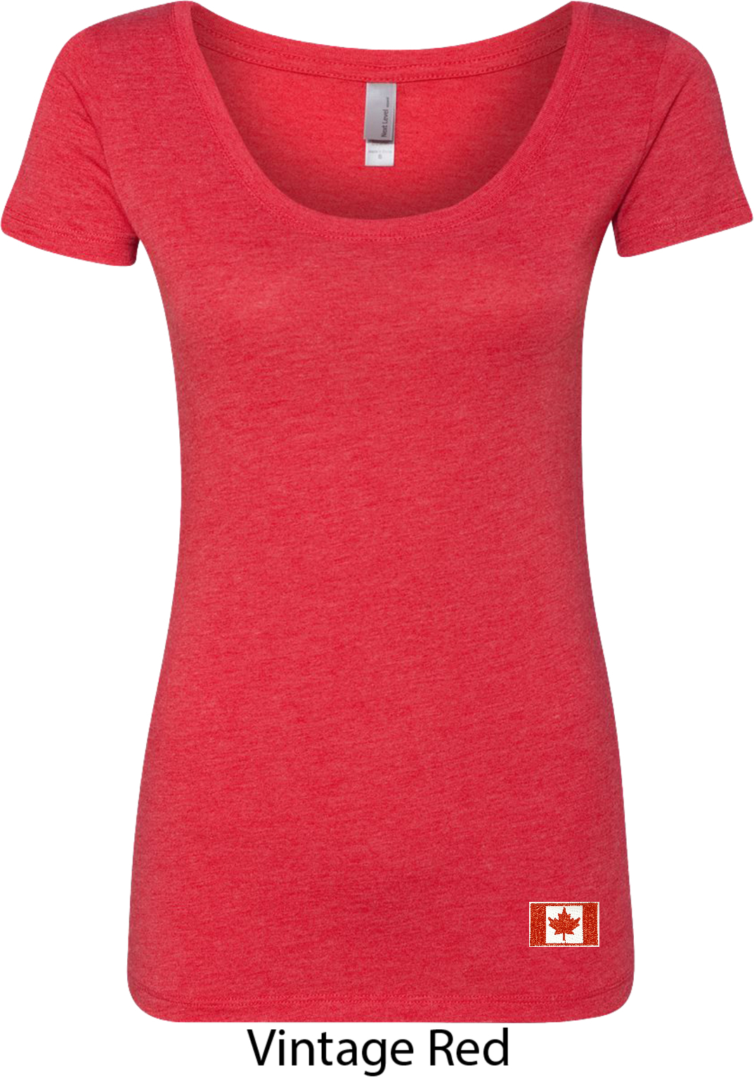 Canada Flag Patch Bottom Print Ladies Scoop Neck - Canada Flag Patch ...
