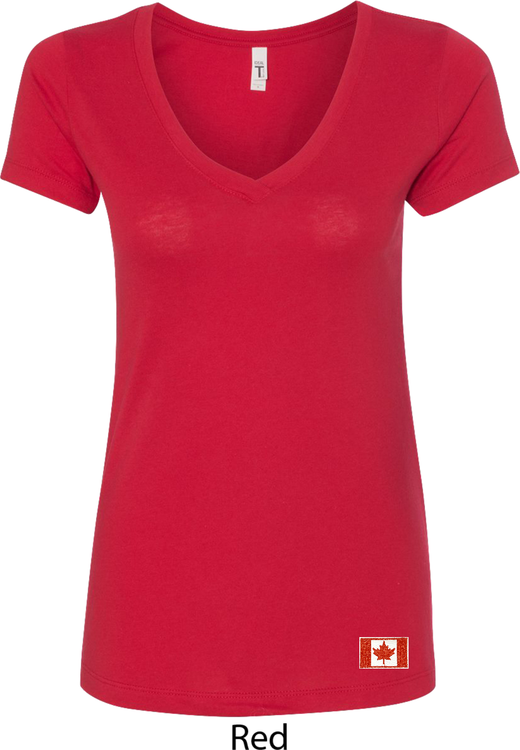 Canada Flag Patch Bottom Print Ladies V-Neck - Canada Flag Patch Bottom ...