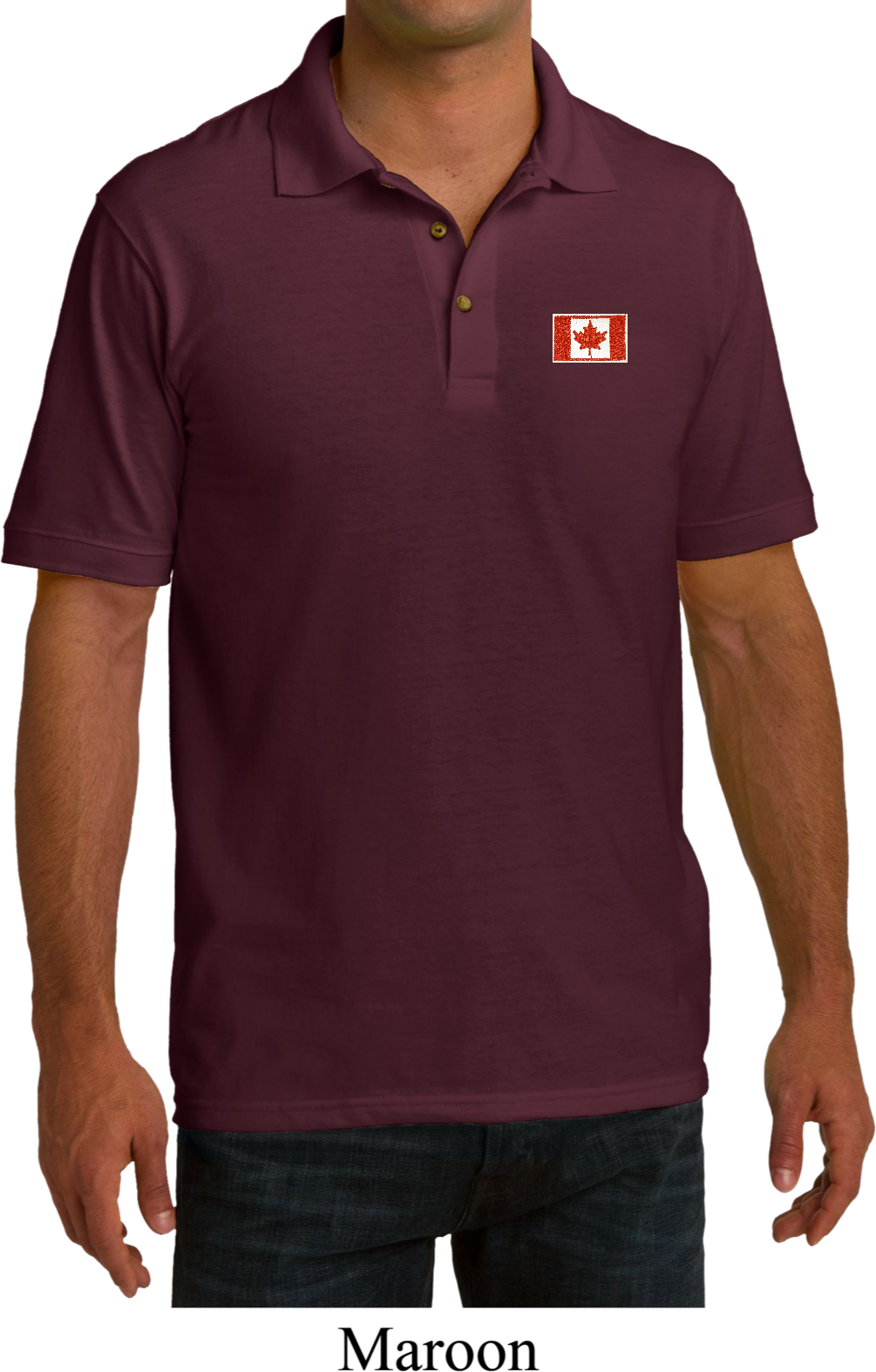 Canada Flag Patch Pocket Print Mens Pique Polo - Canada Flag Patch ...