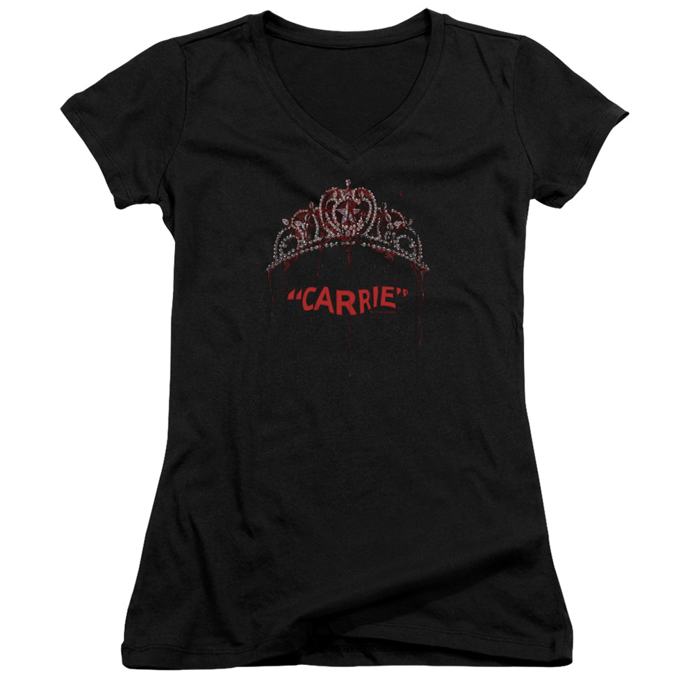 Carrie Juniors V Neck Shirt Prom Queen Black T-Shirt - Carrie Prom ...