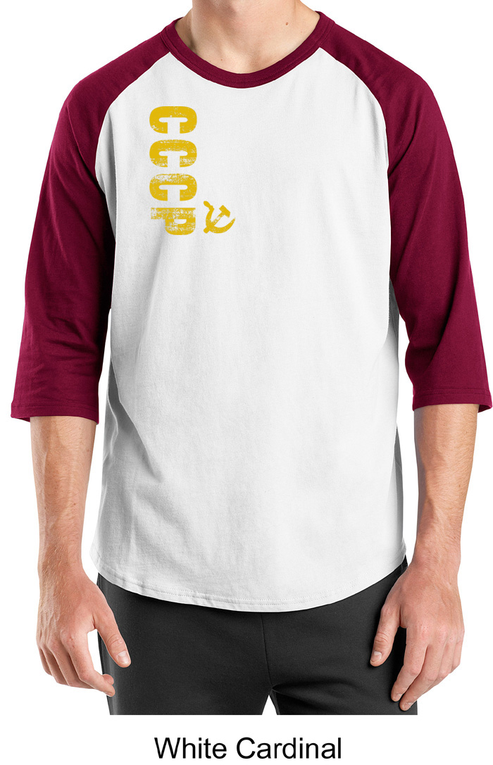 Cccp Raglan Shirt Chest Print Adult Shirt - Cccp Insignia Vertical ...