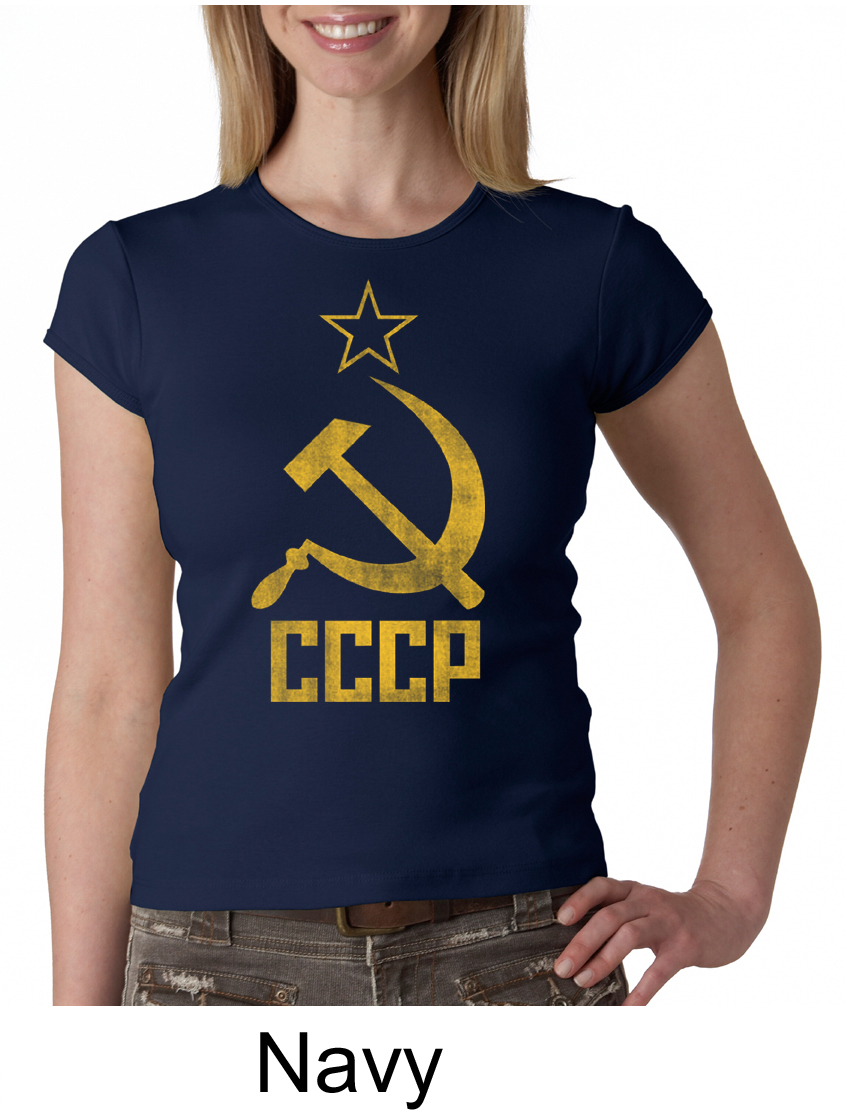 CCCP Shirt Distressed Soviet Union Communism Ladies Crew Neck Shirt ...