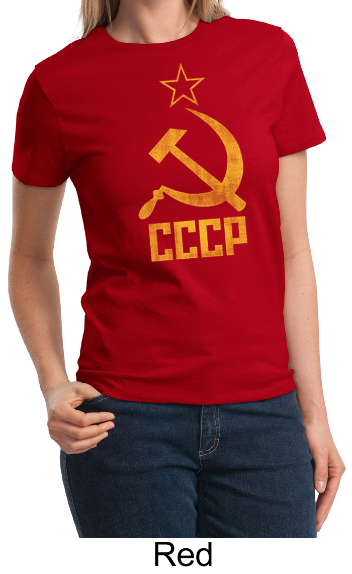 CCCP Shirt Distressed Soviet Union Communism Ladies T-shirt - Cccp T ...