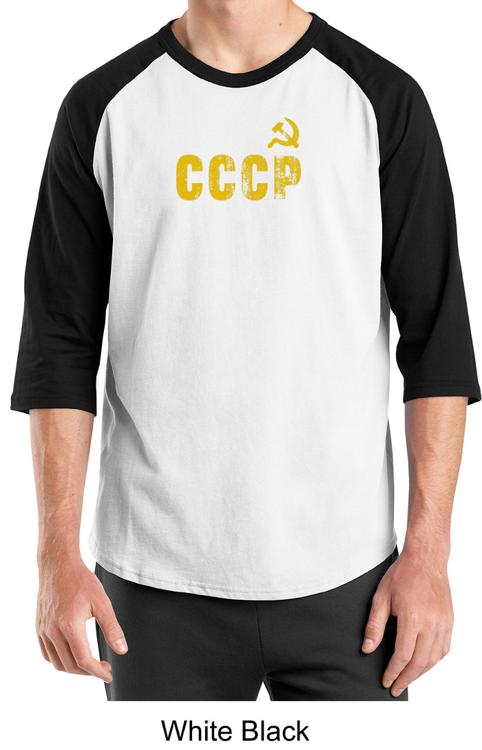 CCCP T-shirt Soviet Union USSR Russia Insignia Adult Raglan Shirt ...