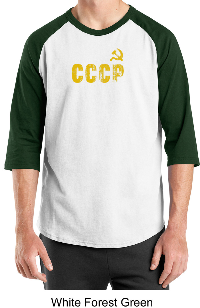 CCCP T-shirt Soviet Union USSR Russia Insignia Adult Raglan Shirt ...