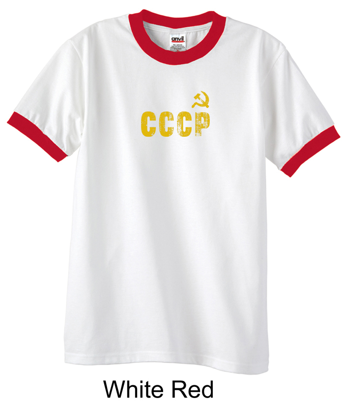 CCCP T-shirt Soviet Union USSR Russia Insignia Adult Ringer Shirt ...