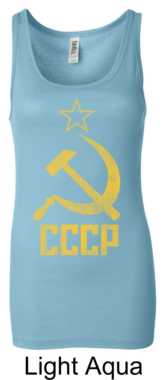 CCCP Tank Distressed Soviet Union Ladies Longer Length Tanktop - Cccp T ...