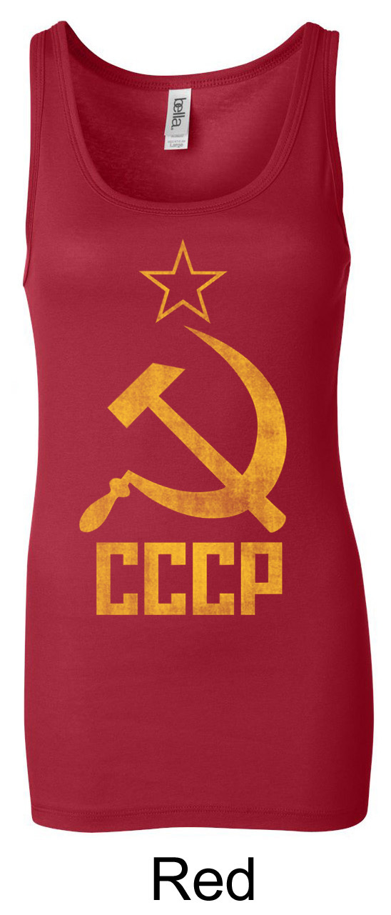 CCCP Tank Distressed Soviet Union Ladies Longer Length Tanktop - Cccp T ...