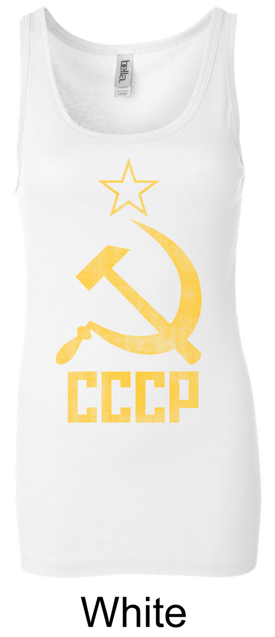 CCCP Tank Distressed Soviet Union Ladies Longer Length Tanktop - Cccp T ...