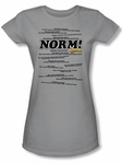 Cheers Norm T-shirt - Normisms Adult Silver Tee Shirt - Cheers ...