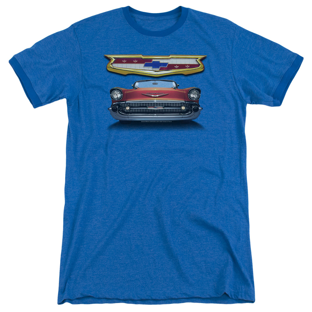 Chevy 1957 Bel Air Grille Royal Blue Ringer Shirt - Chevy 1957 Bel Air ...