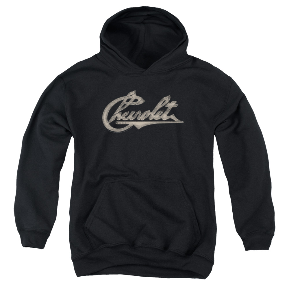 Chevy Kids Hoodie Script Black Youth Hoody - Chevy Script Shirts