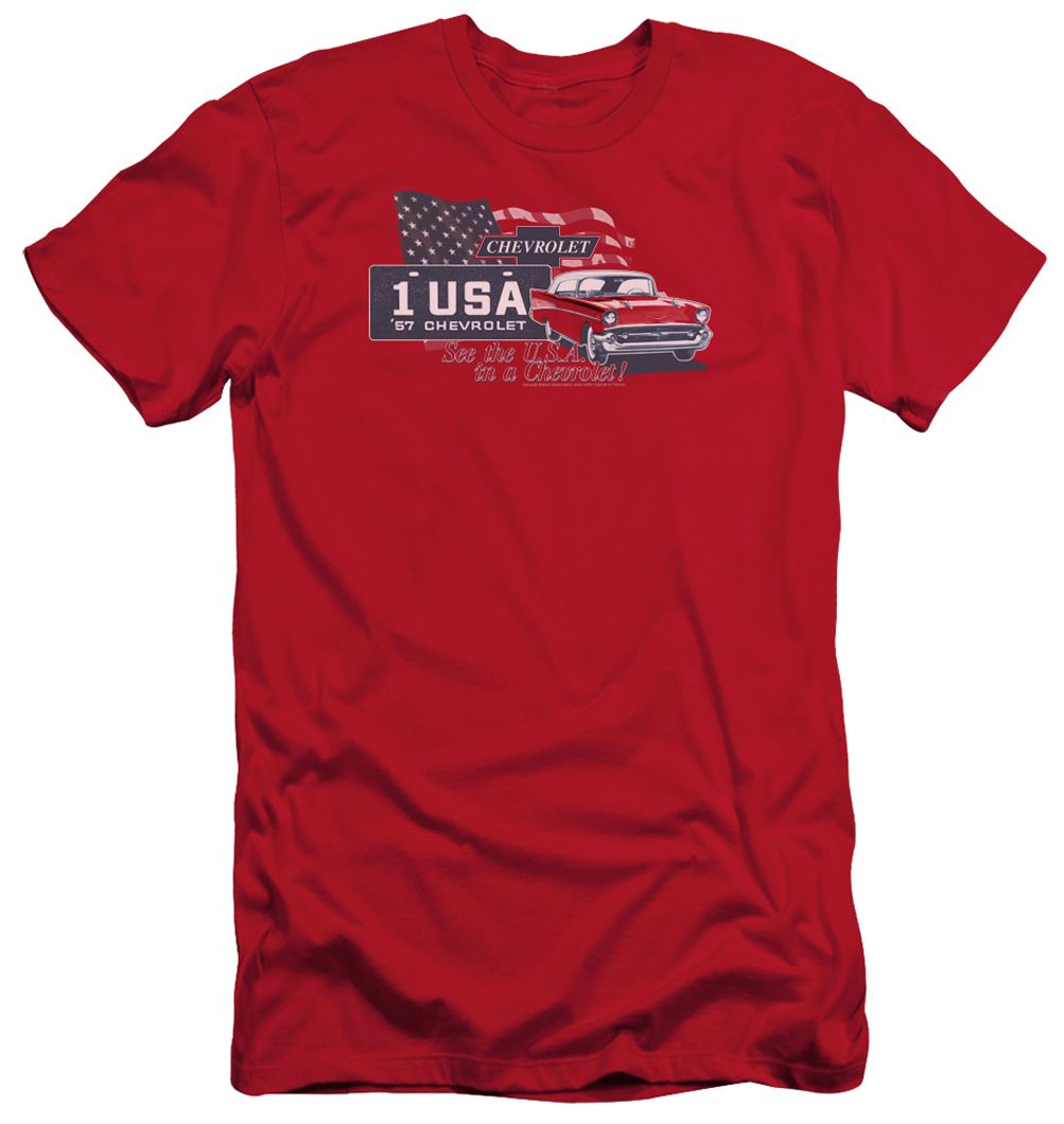 Chevy Slim Fit Shirt See The USA Chevrolet Red T-Shirt - Chevy See The ...