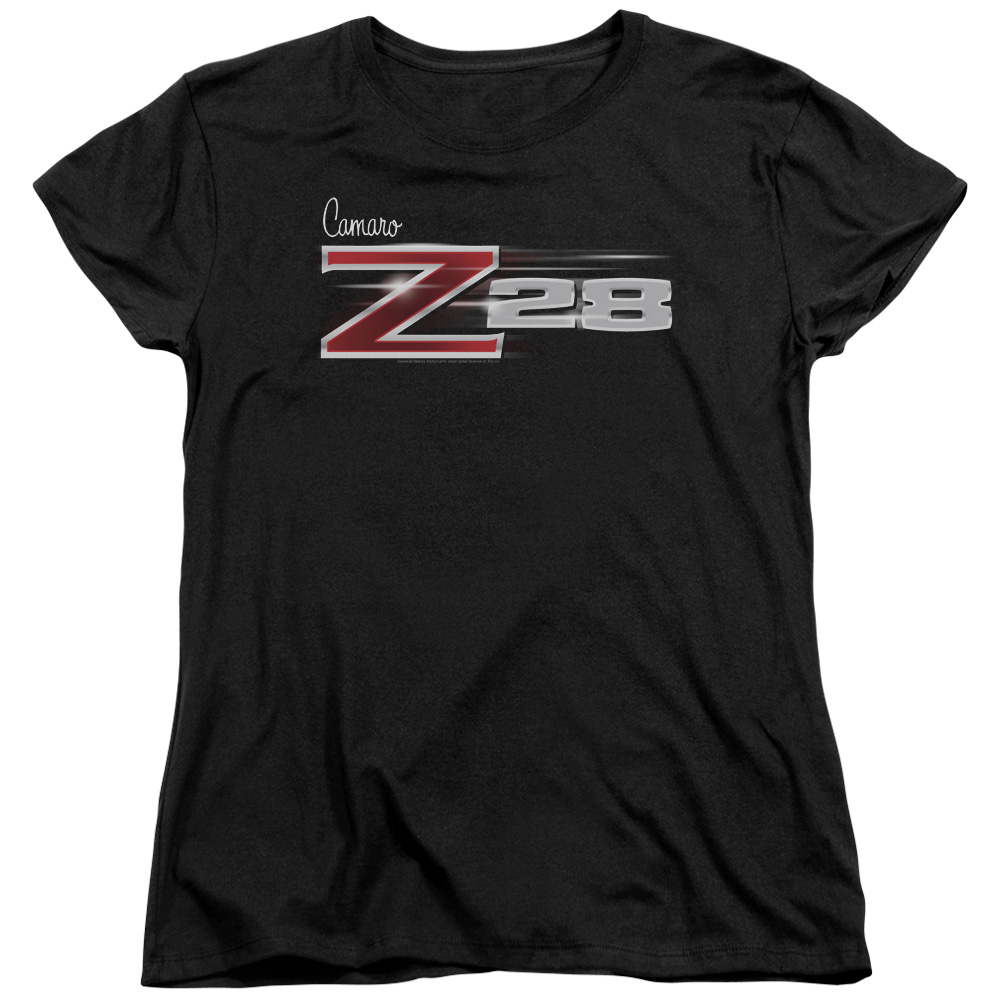 Chevy Womens Shirt Camaro Z28 Logo Black T-Shirt - Chevy Camaro Z28 ...