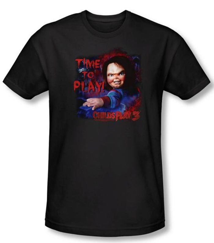 Child's Play 3 T-shirt Movie Time To Play Black Slim Fit Tee Shirt ...
