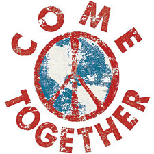 COME TOGETHER Peace Sign Adult T-shirt - Come Together Peace T-shirts