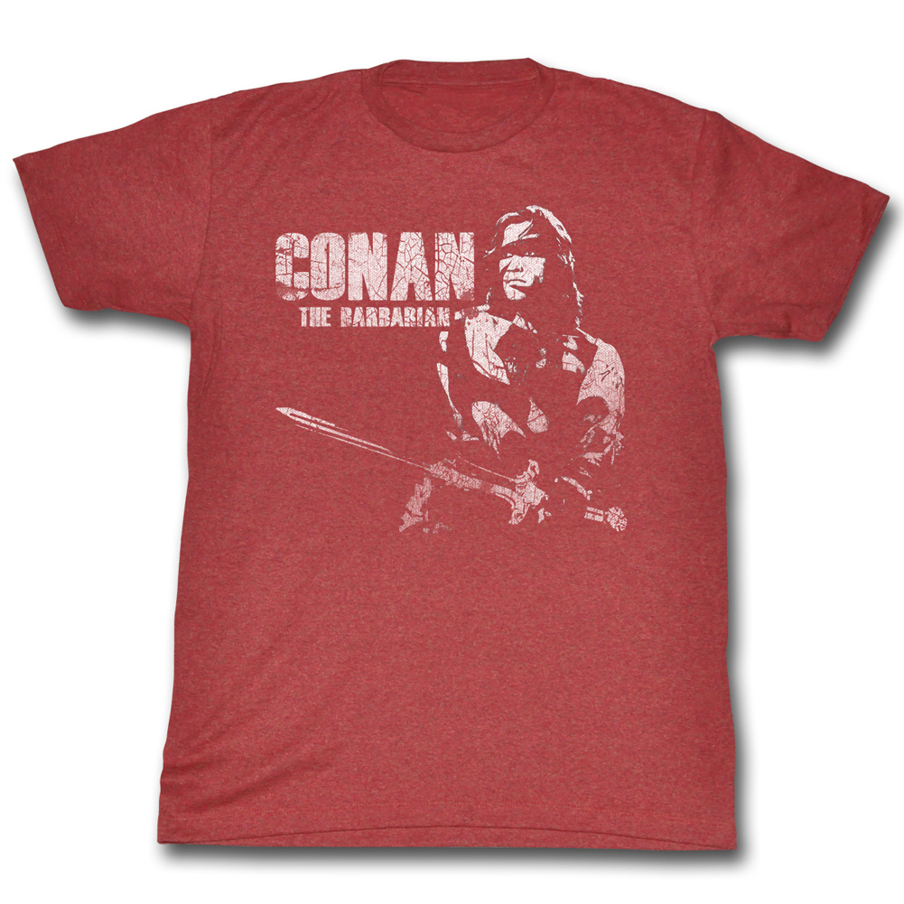 Conan Shirts The Barbarian Adult Heather Red Tee T-Shirt - Conan the ...