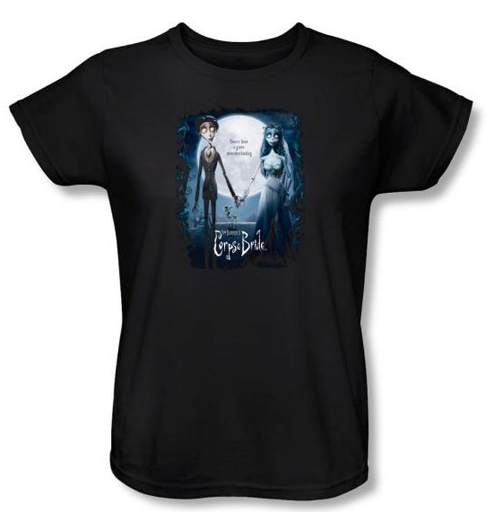 Corpse Bride Ladies T-Shirt Warner Bros Movie Poster Black Shirt ...