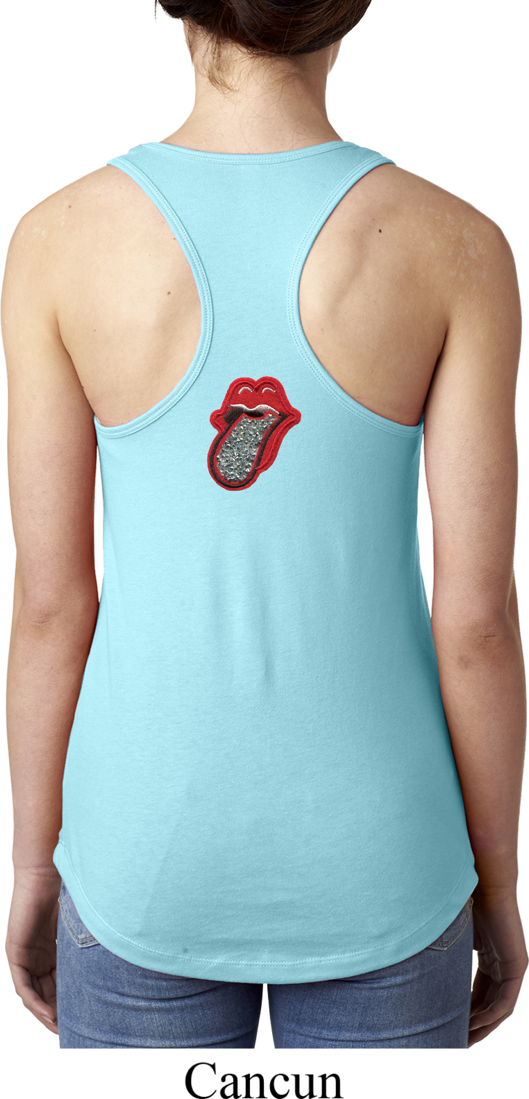Crystal Tongue Patch Back Print Ladies Ideal Tank Top - Crystal Tongue ...