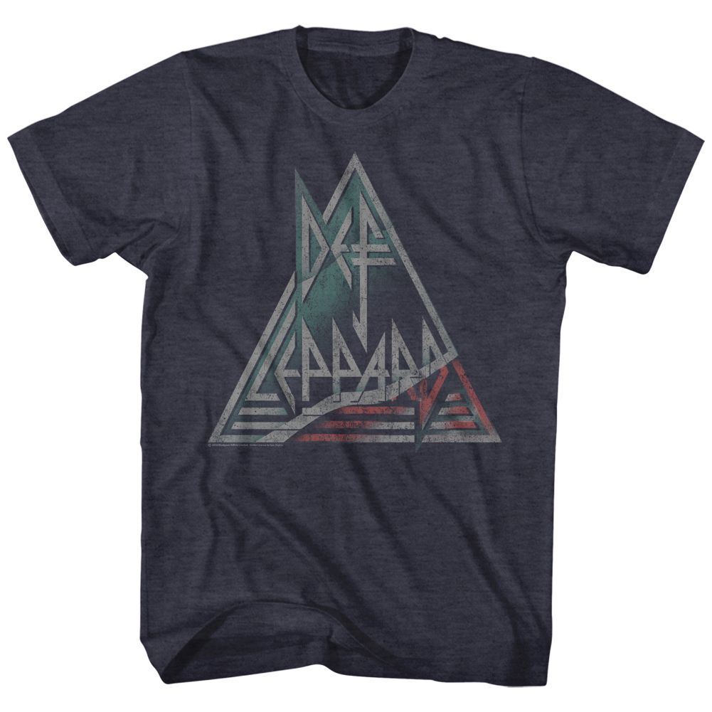 Def Leppard Shirt Triangle Band Logo Navy Heather T-Shirt - Def Leppard ...