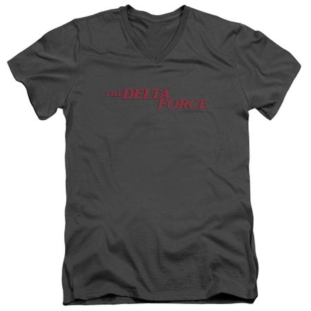 Delta Force Slim Fit V-Neck Shirt Distressed Logo Charcoal T-Shirt ...